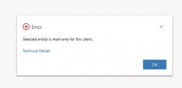 Selected entity is read only for this client error- Dynamics 365 CE UCI – HIMBAP