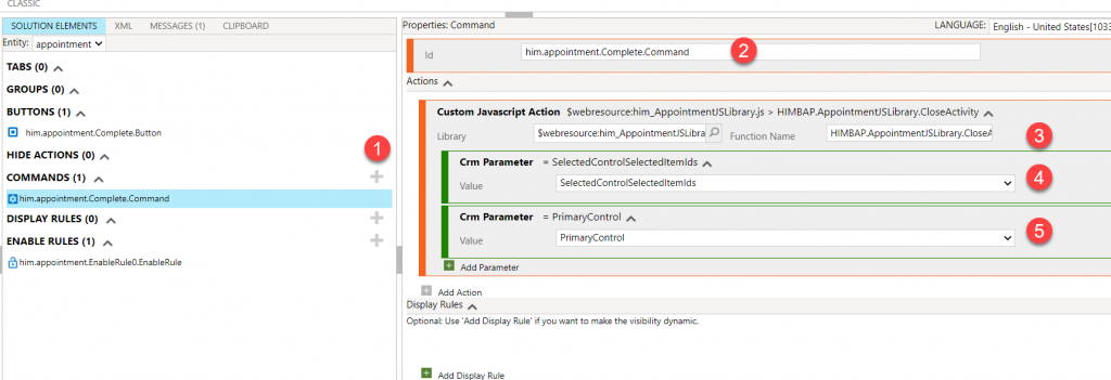Completing Activity using Custom Ribbon Button – HIMBAP